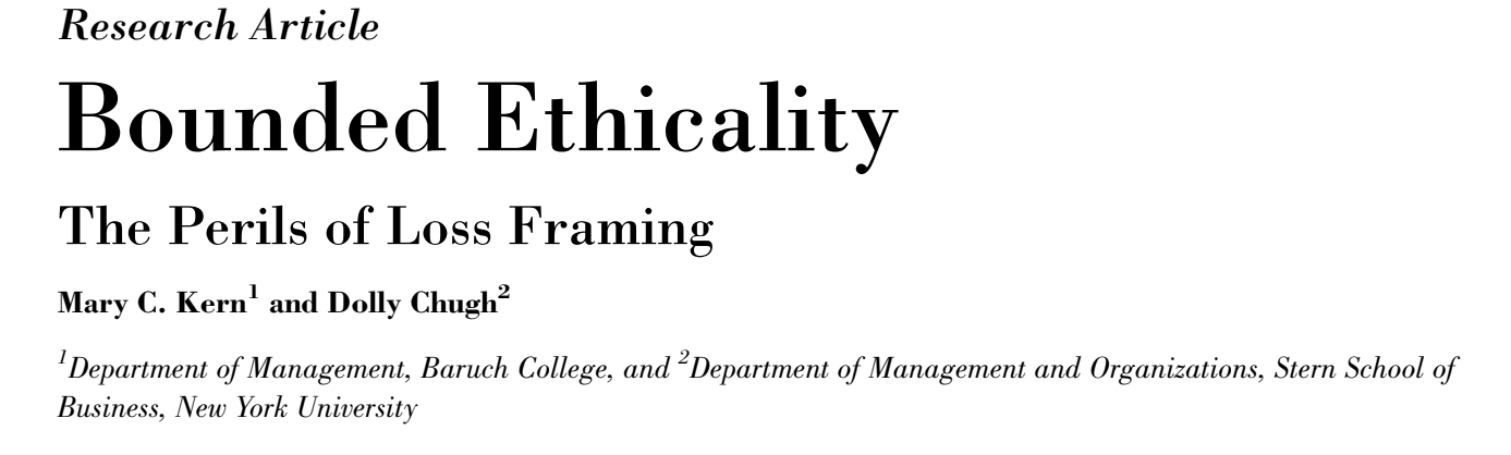 Research Article Bounded Ethicality The Perils of | Chegg.com