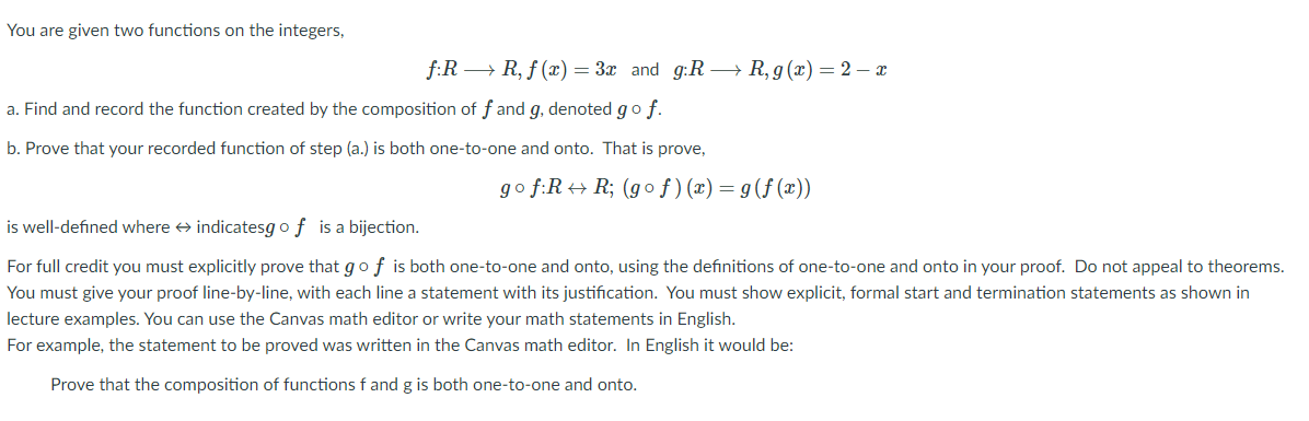 Solved You are given two functions on the integers, f:R + R, | Chegg.com