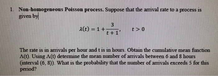 Solved 1. Non-homogeneous Poisson process. Suppose that the | Chegg.com