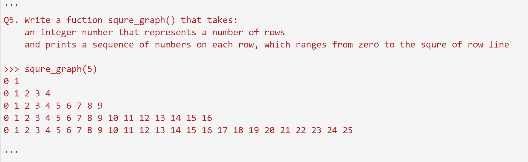 Solved III Q5. Write a fuction squre_graph() that takes: an | Chegg.com