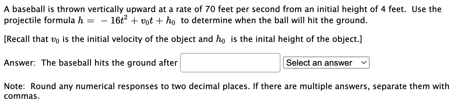 Solved A baseball is thrown vertically upward at a rate of | Chegg.com