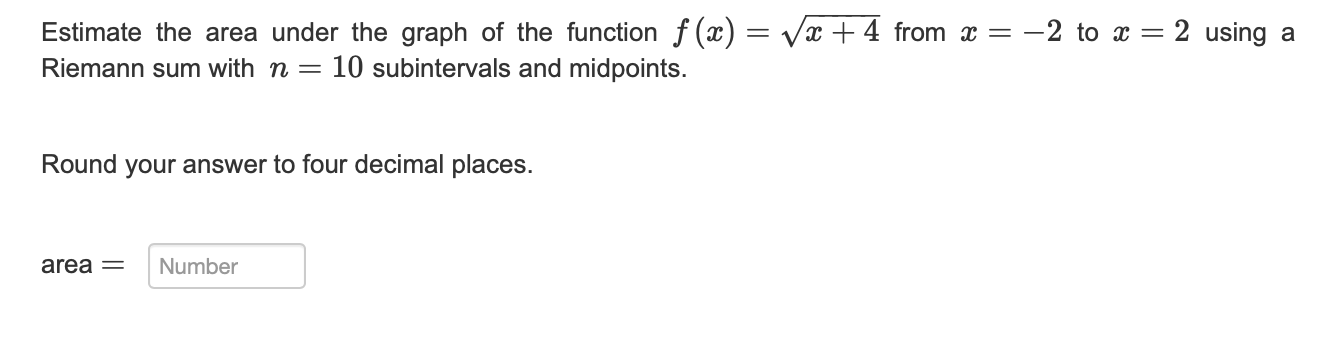 Solved Estimate the area under the graph of the function | Chegg.com