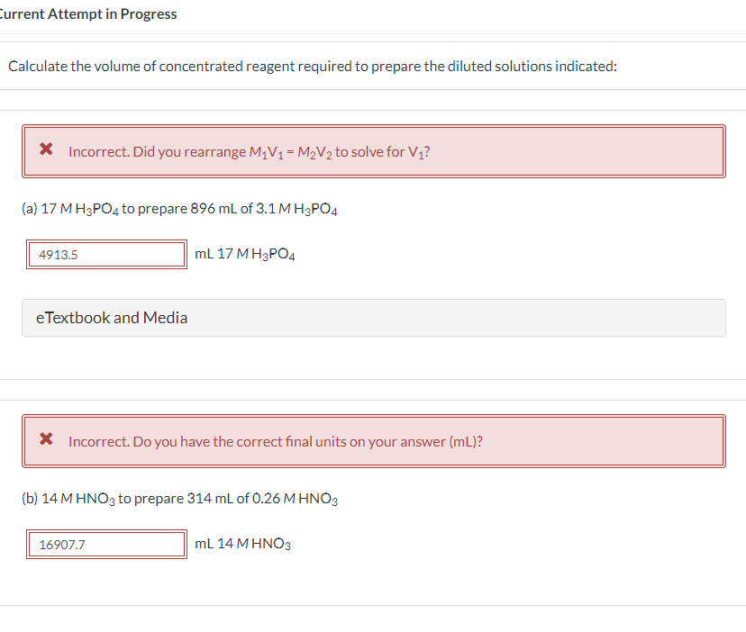 Solved Calculate the volume of concentrated reagent required | Chegg.com