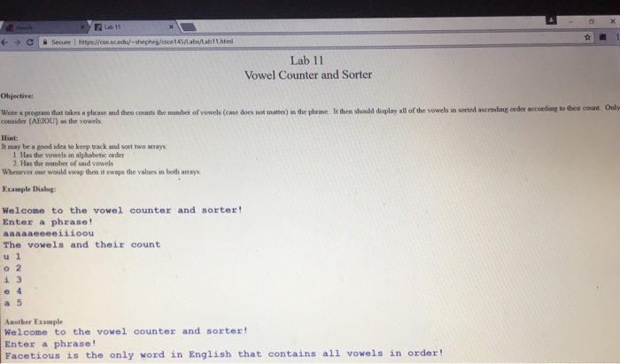 Solved Fa Lab 11 C Secure l https/losesc edu/ | Chegg.com
