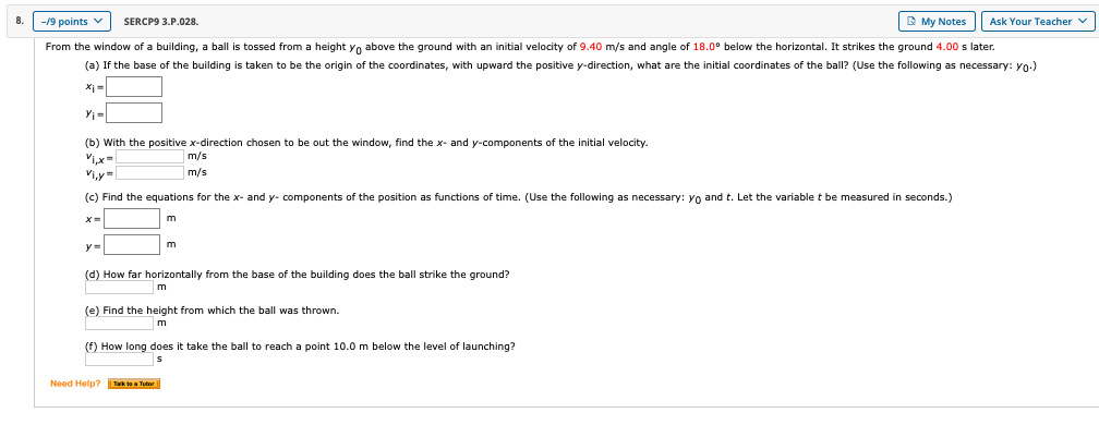 Solved 8. -19 points SERCP9 3.P.028. My Notes Ask Your | Chegg.com