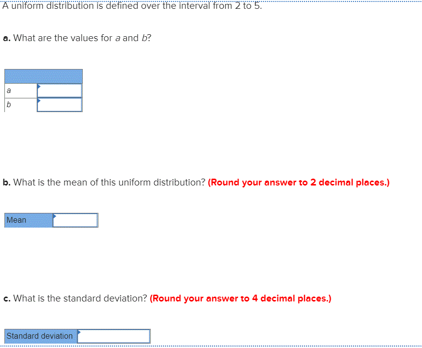 Solved A uniform distribution is defined over the interval | Chegg.com