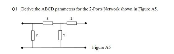 Solved Q1 Derive the ABCD parameters for the 2-Ports Network | Chegg.com