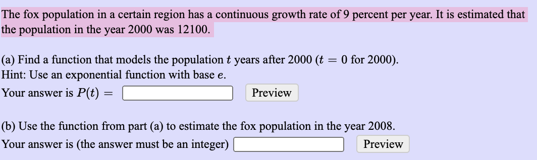 Solved The fox population in a certain region has a | Chegg.com