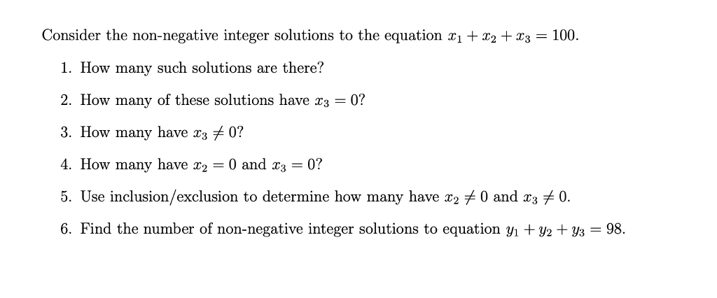 Solved Consider the non-negative integer solutions to the | Chegg.com