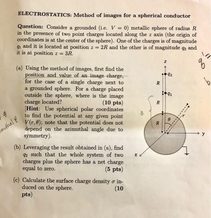 Solved ELECTROSTATICS: Method of images for a spherical | Chegg.com