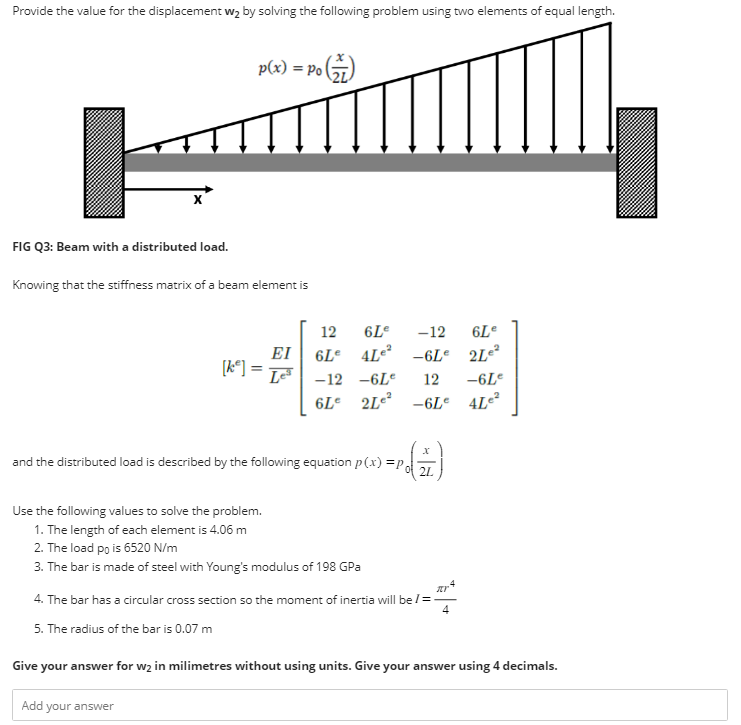 Solved FIG.Knowing that the stiffness matrix of a beam | Chegg.com