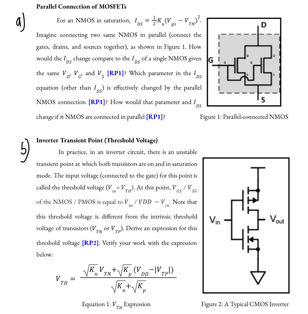 Solved Parallel Connection of MOSFETs For an NMOS in | Chegg.com