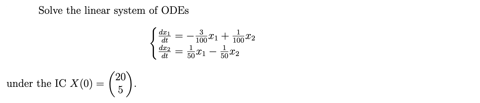 Solved Solve the linear system of ODEs | Chegg.com