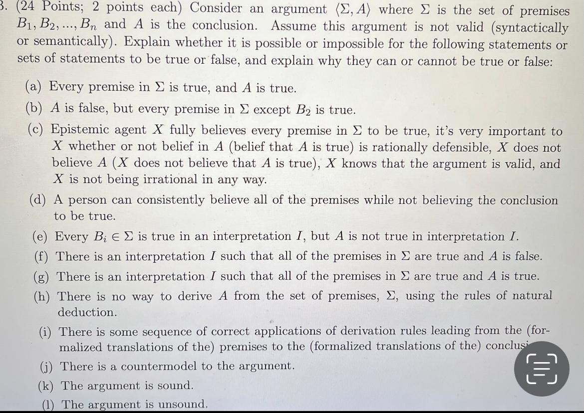 Solved ... 3. (24 Points; 2 points each) Consider an | Chegg.com