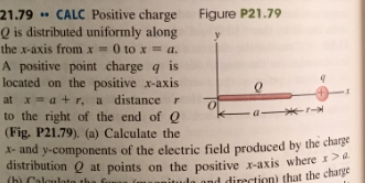 Solved 21.79 * CALC Positive charge Figure P21.79 Q is | Chegg.com