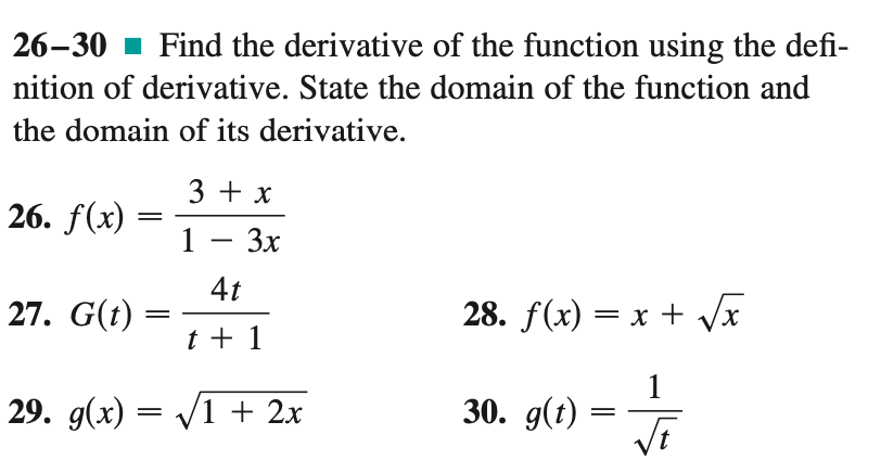 Solved 26-30 Find the derivative of the function using the | Chegg.com