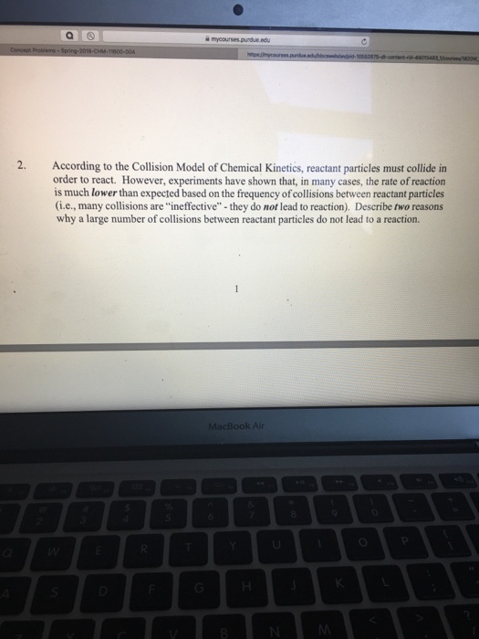 Solved According to the Collision Model of Chemical | Chegg.com