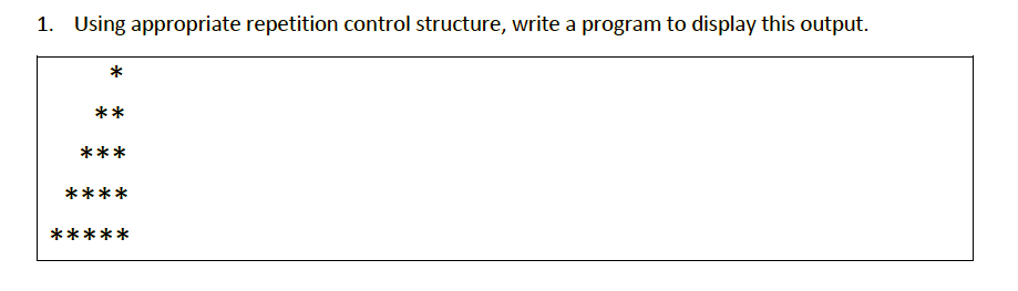 Solved 1. Using appropriate repetition control structure, | Chegg.com
