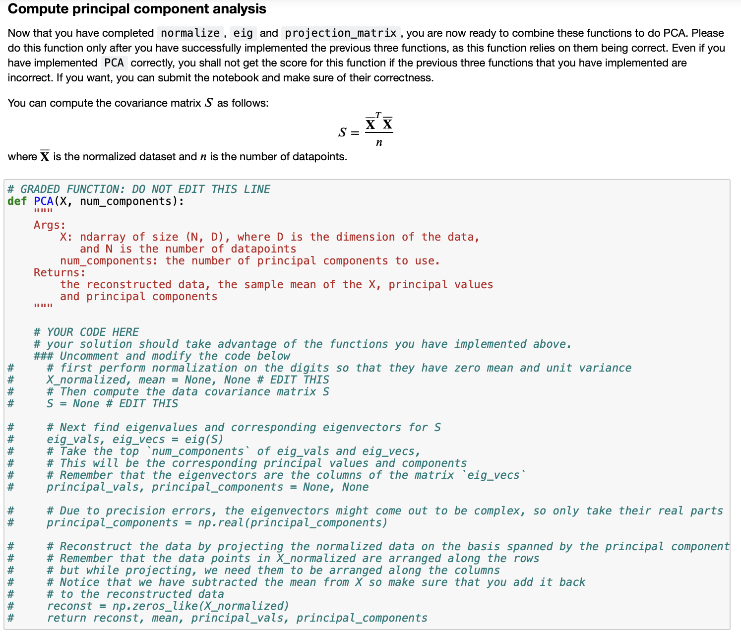 implement PCA and then apply it (once again) to the | Chegg.com