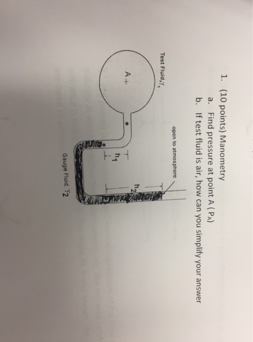 Solved Manometry a. Find pressure at point A (P_A) b. If | Chegg.com