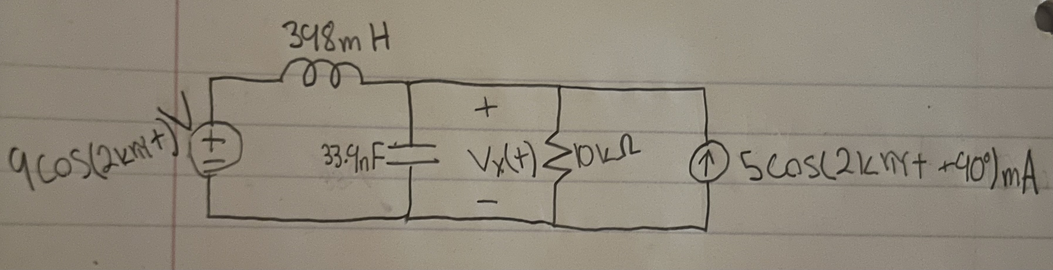 Solved Solve the circuit attached for Vx(t), the Voltage | Chegg.com