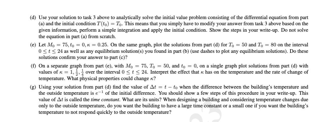 Solved (d) Use your solution to task 3 above to analytically | Chegg.com