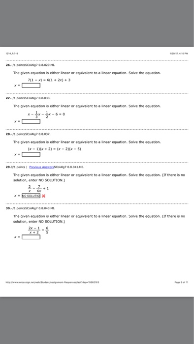 Solved The given equation is either linear or equivalent to | Chegg.com