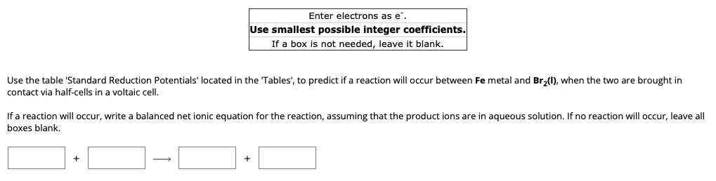 Solved Use The Table Standard Reduction Potentials Located