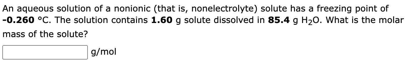 Solved An aqueous solution of a nonionic (that is, | Chegg.com