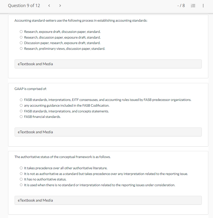 Solved Accounting standard-setters use the following process | Chegg.com