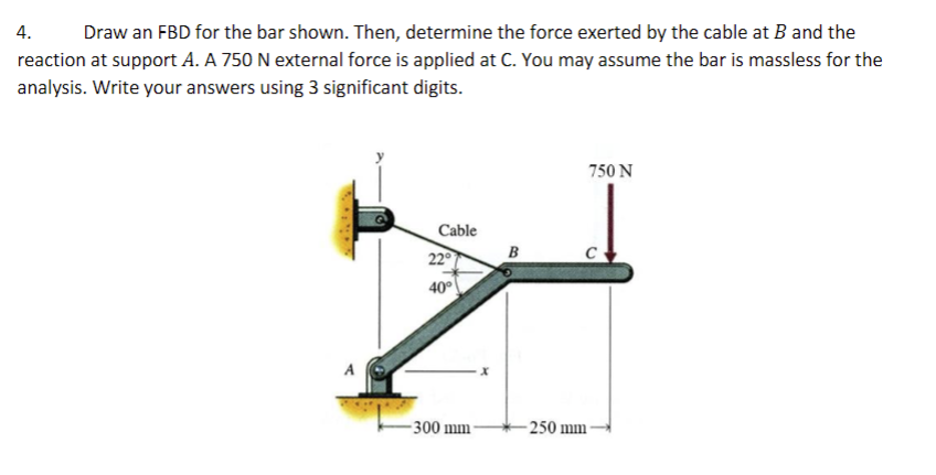 Solved 4. Draw an FBD for the bar shown. Then, determine the | Chegg.com