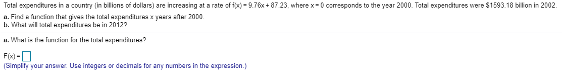 Solved Total expenditures in a country (in billions of | Chegg.com