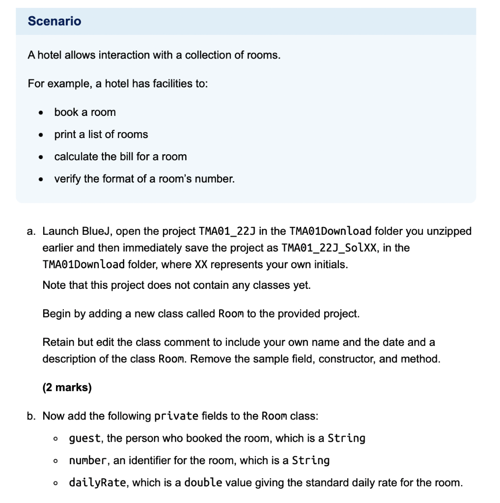 Solved Scenario A hotel allows interaction with a collection | Chegg.com