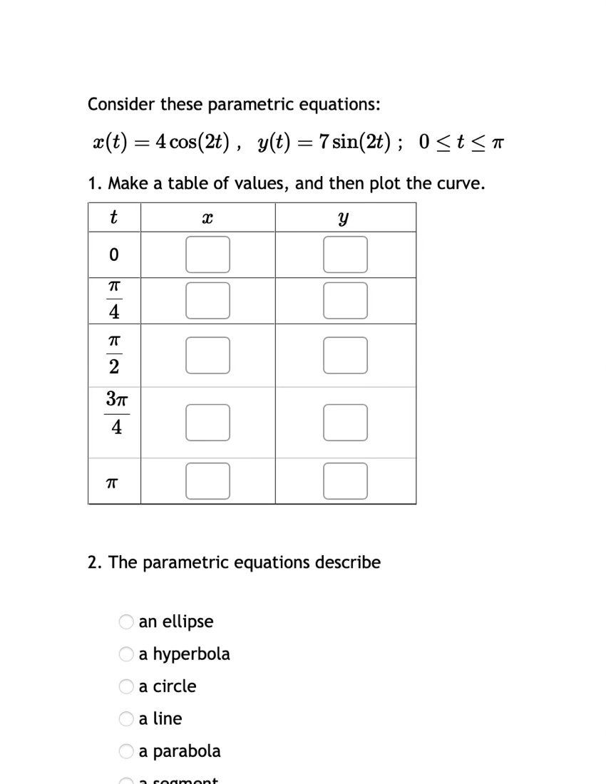 Consider these parametric equations: | Chegg.com