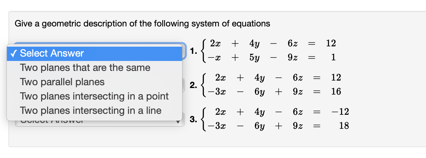 Solved Give a geometric description of the following system | Chegg.com