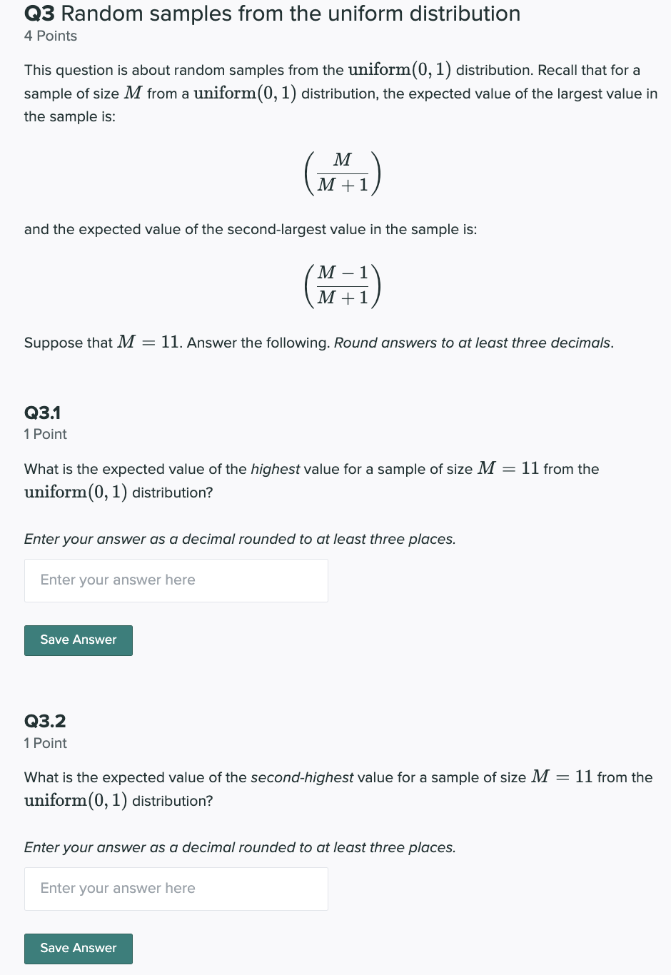 Solved Q3 Random samples from the uniform distribution 4 | Chegg.com