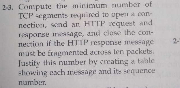 Solved 2-3. Compute the minimum number of TCP segments | Chegg.com