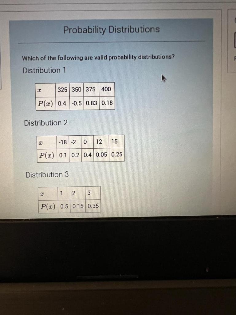 Solved Which of the following are valid probability | Chegg.com