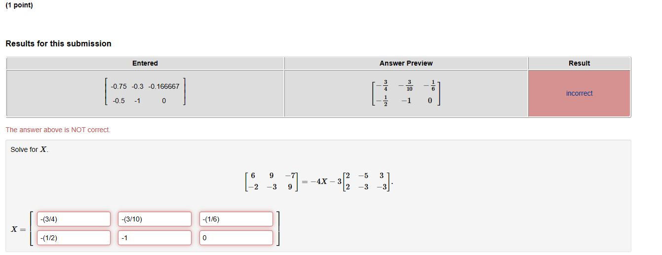 Solved Results for this submission The answer above is NOT | Chegg.com