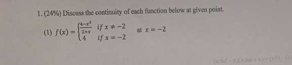 Solved 1, (24%) Discuss the continuity of each function | Chegg.com