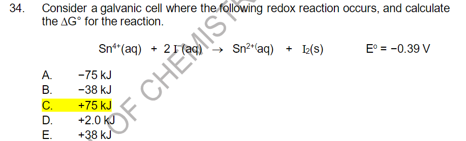 Solved Consider a galvanic cell where the following redox | Chegg.com