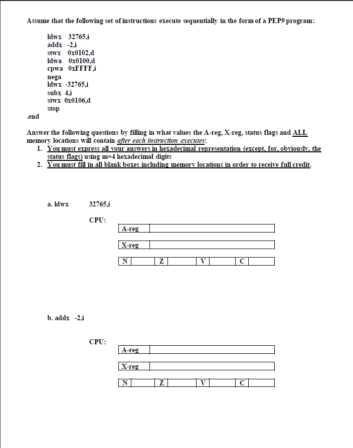 Solved Question 1: Given the PEP9 CPU architecture, assume | Chegg.com