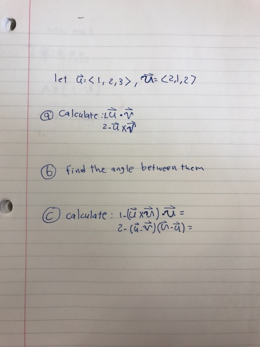 Solved Let u vector = (1, 2, 3), v vector = (2, 1, 2) | Chegg.com