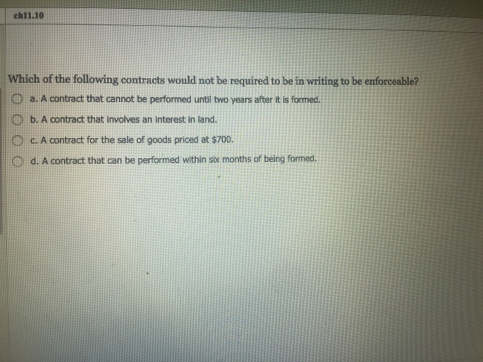 Solved Which of the following contracts would not be | Chegg.com