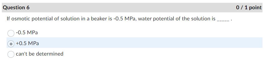Solved Question 601 ﻿pointIf osmotic potential of solution | Chegg.com