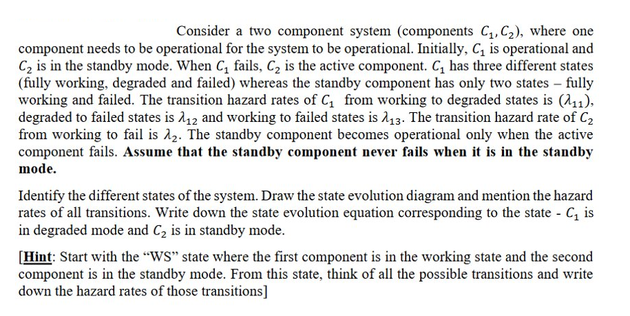 Consider a two component system (components C1,C2 ), | Chegg.com
