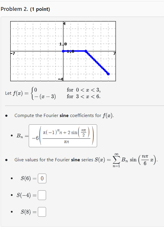 Solved Problem 2. (1 point) Let f(x)={0−(x−3) for 0 | Chegg.com Solved Problem 2. (1 point) Let f(x)={0−(x−3) for 0 | Chegg.com
