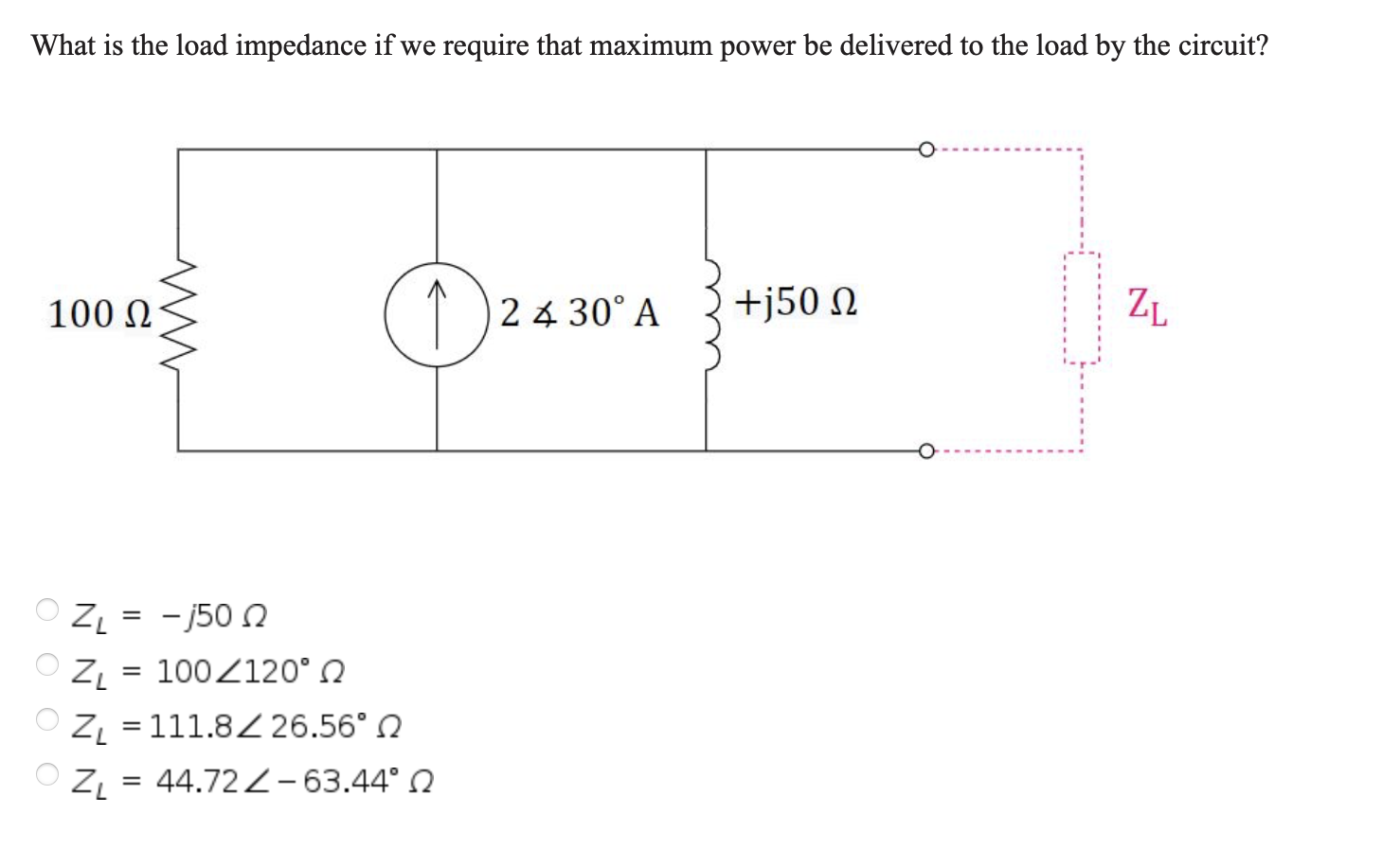 Solved What is the load impedance if we require that maximum | Chegg.com