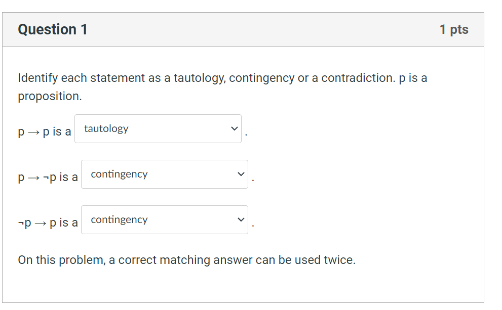 Solved Identify each statement as a tautology, contingency | Chegg.com