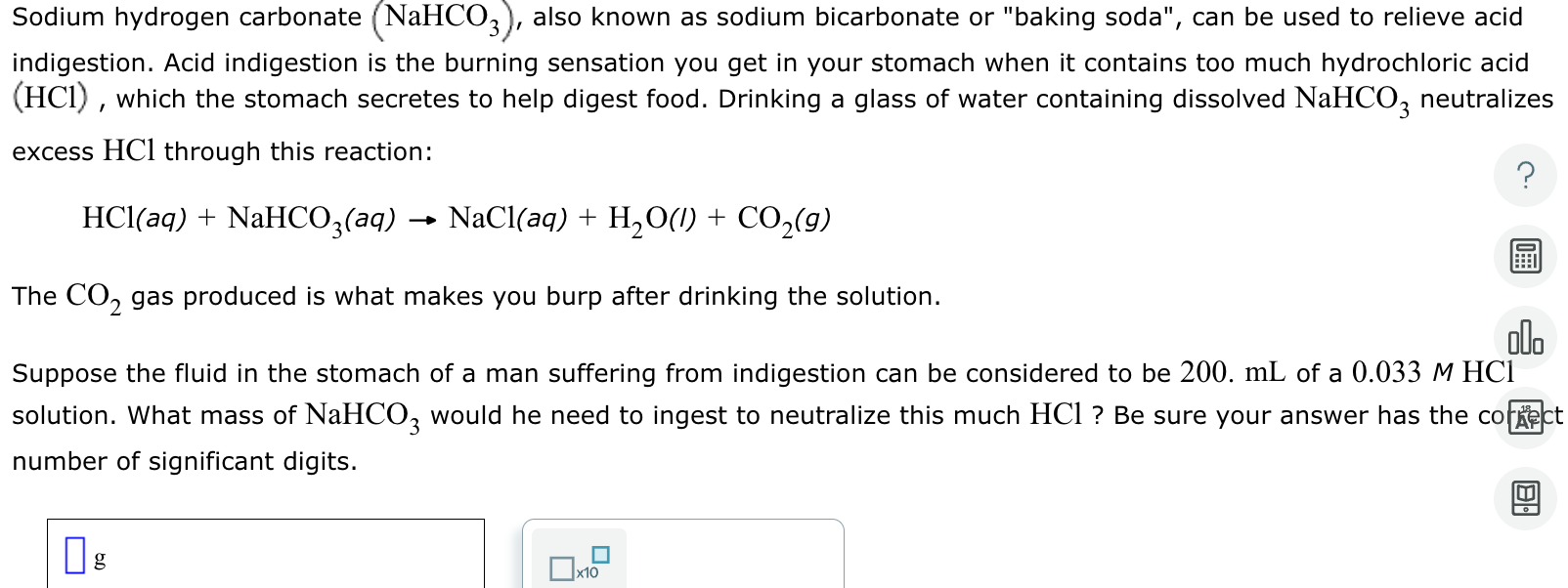 Solved Sodium hydrogen carbonate (NaHCO3), ﻿also known as | Chegg.com